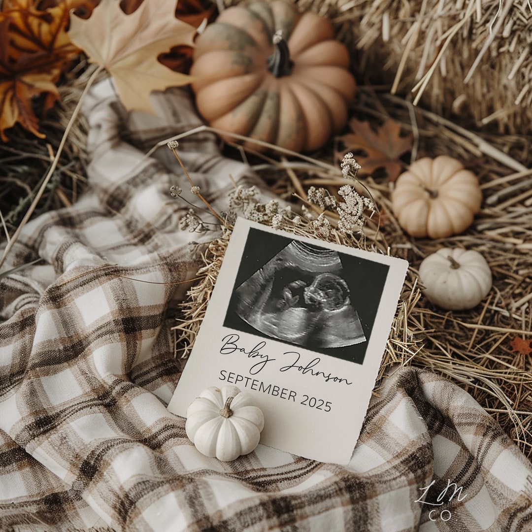 Fall Pregnancy Announcement Digital, Pumpkins, Editable Social Media ...