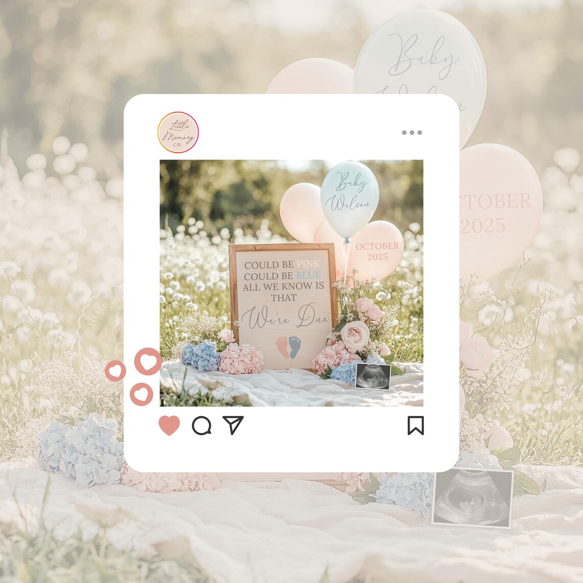 Neutral Pregnancy Announcement Digital, Could Be Pink Could Be Blue ...