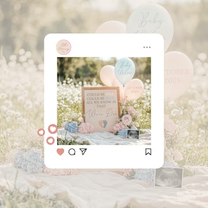 Neutral Pregnancy Announcement Digital, Could Be Pink Could Be Blue ...