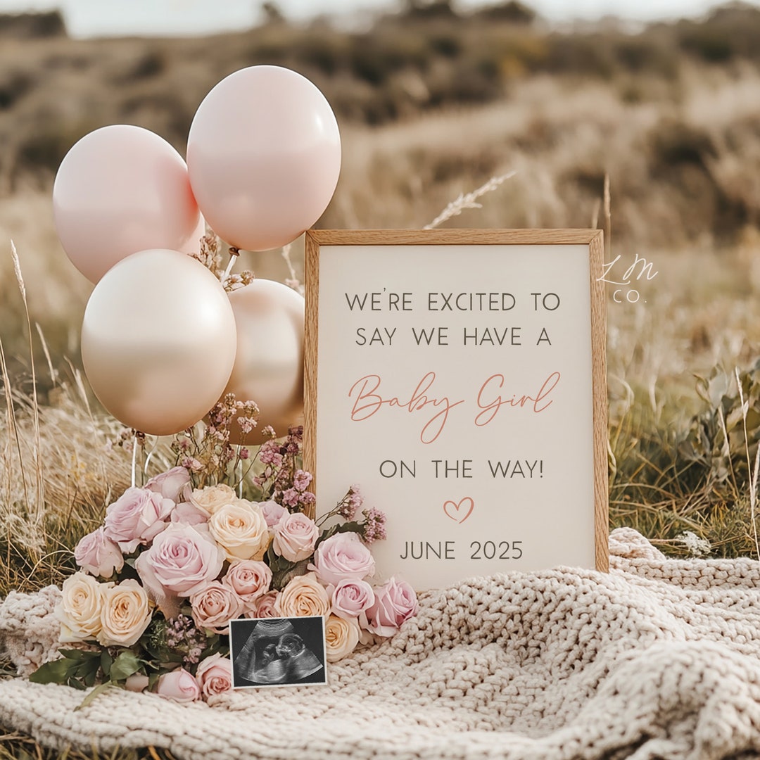 It's a Girl Pregnancy Announcement Digital, Little Sister Announcement ...