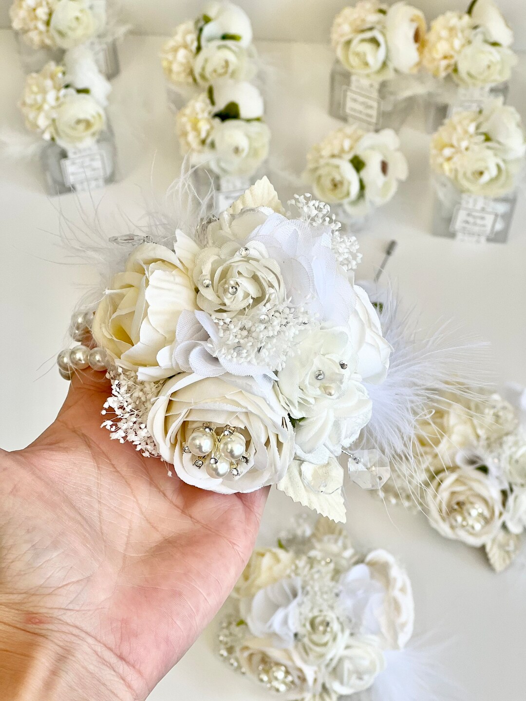 Wedding Corsages, Wrist Corsage, Rustic Wedding Corsage, White Corsage ...