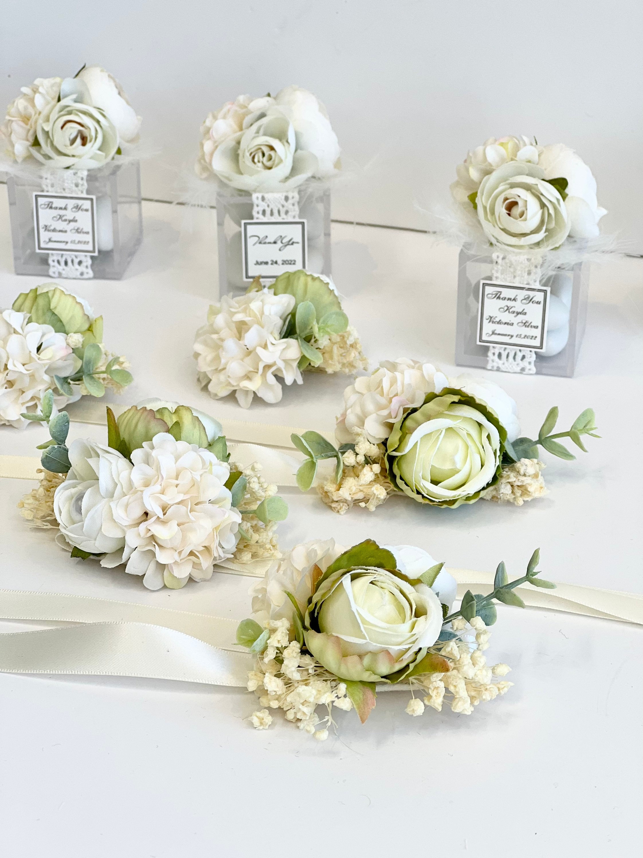 Wedding Corsages, Wrist Corsage, Rustic Wedding Corsage, Ivory Corsage ...