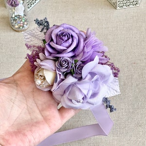 Lilac Corsage and Boutonniere Set, Prom Corsage, Wrist Wedding Corsage ...