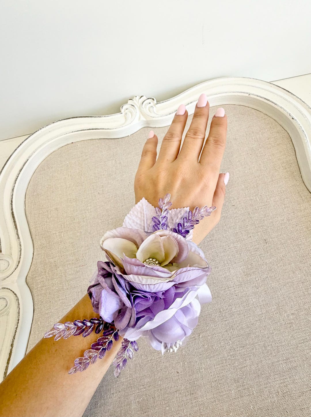 Lilac Corsage and Boutonniere Set, Prom Corsage, Wrist Wedding Corsage ...