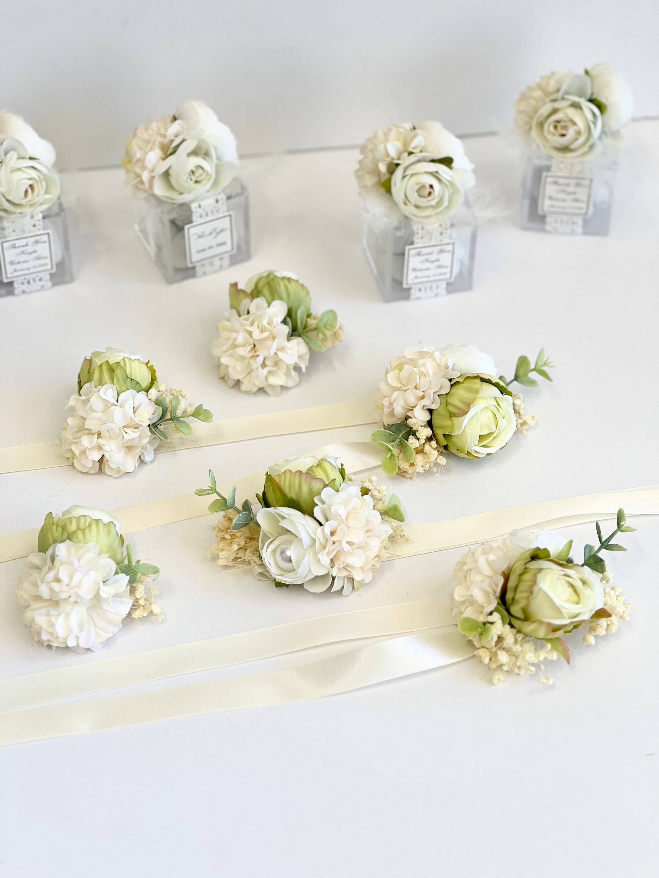 Wedding Corsages, Wrist Corsage, Rustic Wedding Corsage, Ivory Corsage ...