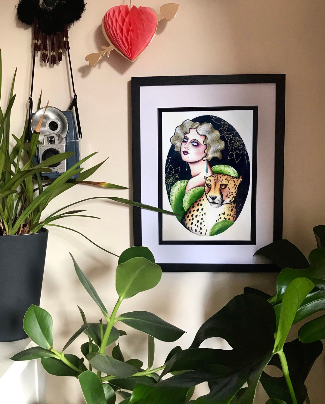 A4 Vintage Cheetah Lady Print - Etsy