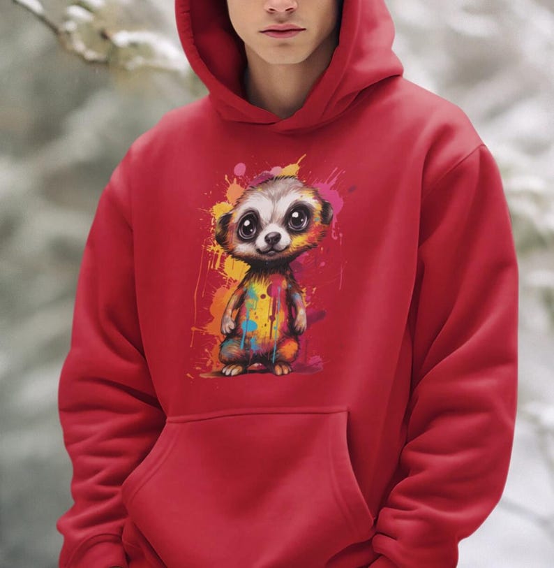 Meerkat Hoodie "meerkat With Paint Splashes" - Hooded Sweater - Unisex ...