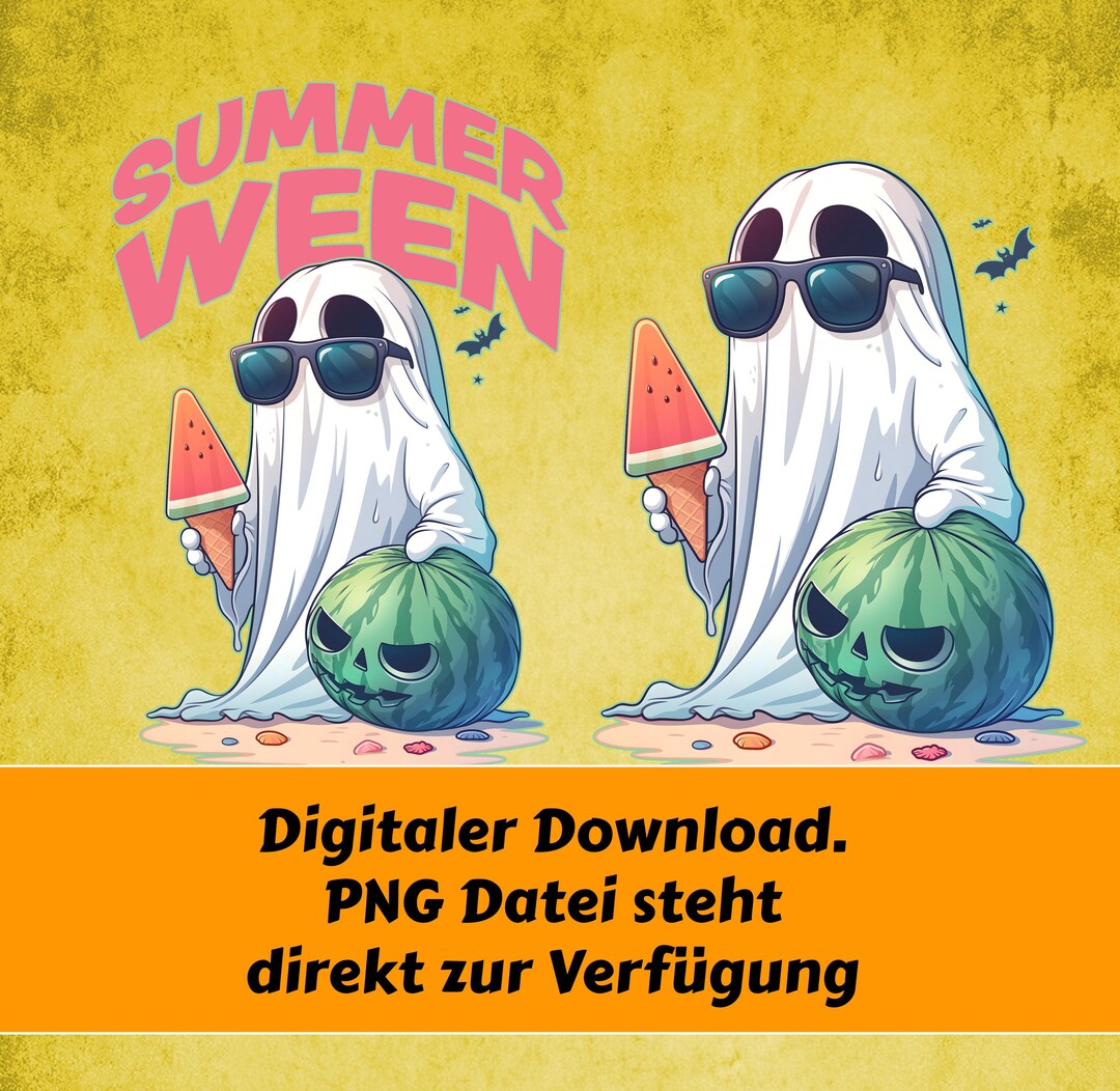 Buy Summerween Png Bundle Ghosts With Sunglasses Bowler Hats And Ice