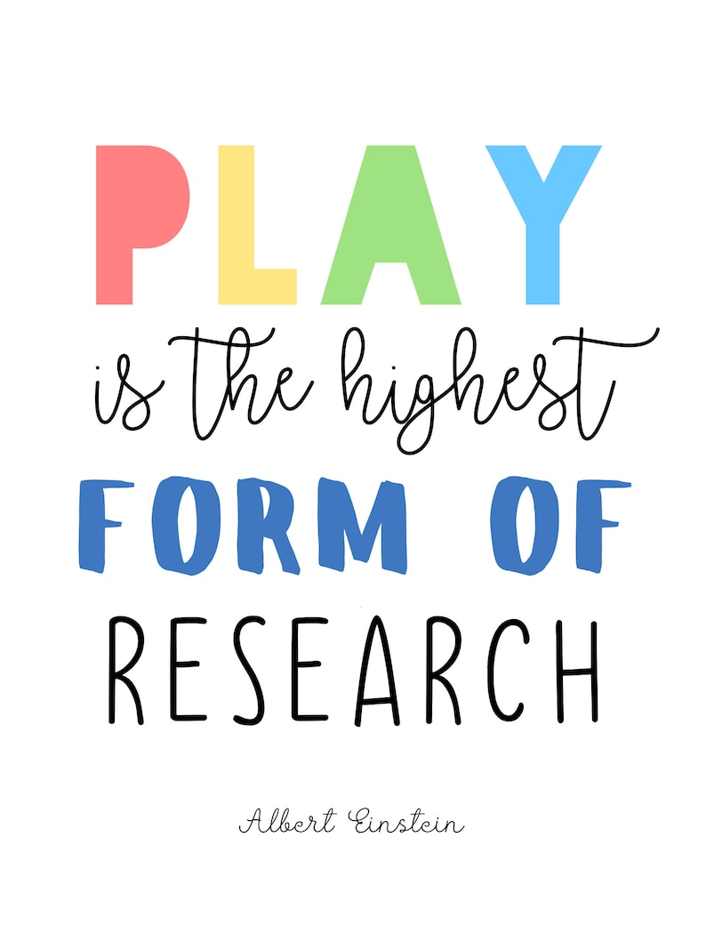 Albert Einstein Play is the Highest Form of Research Quote | Etsy