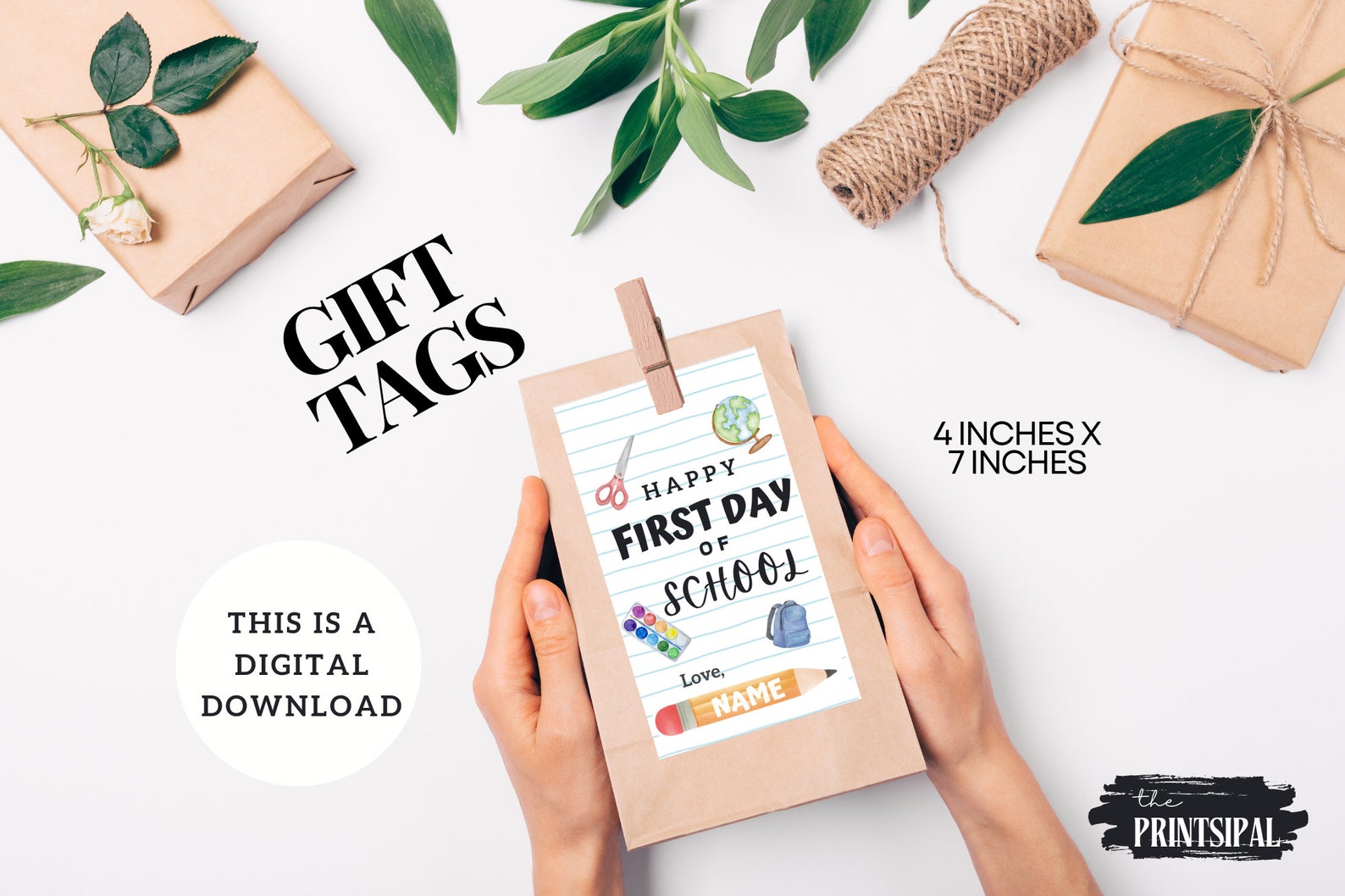 Back to School Tags, Happy First Day of School, Party Favor, Printable ...