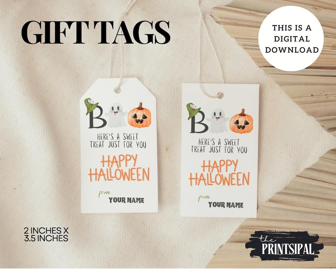 EDITABLE Boo Bag Party Favor Gift Tag, Printable Candy Bag Tag, Ghost ...