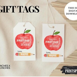 Back to School Gift Tag, Happy First Day of School, First Day of School ...