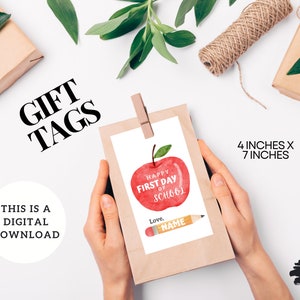 Back to School Gift Tag, Happy First Day of School, First Day of School ...