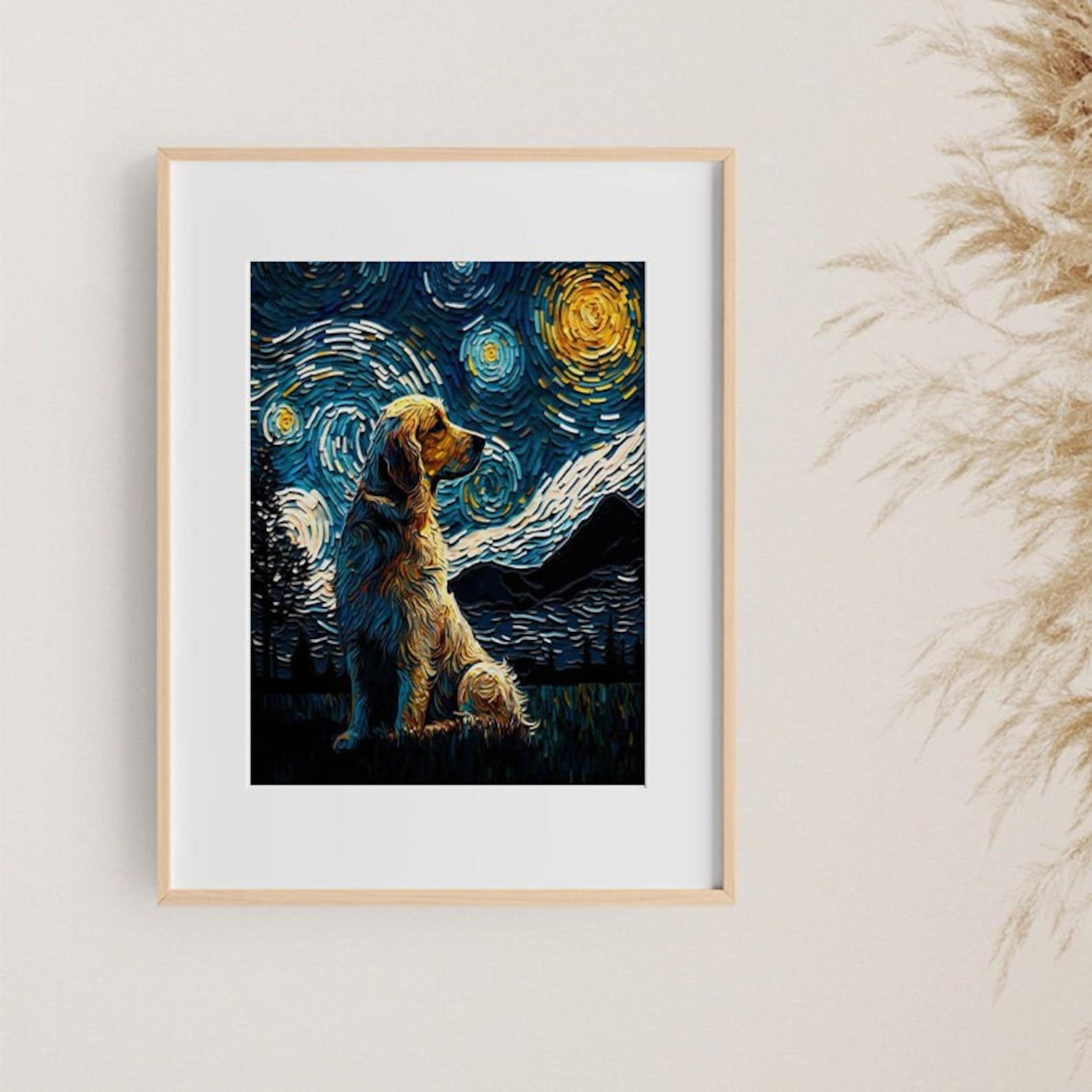 Vincent Van Gogh's the Starry Night Dog Print, Van Gogh Dog Poster ...