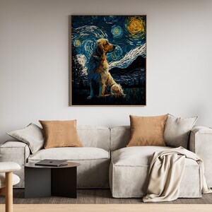 Vincent Van Gogh's the Starry Night Dog Print, Van Gogh Dog Poster ...
