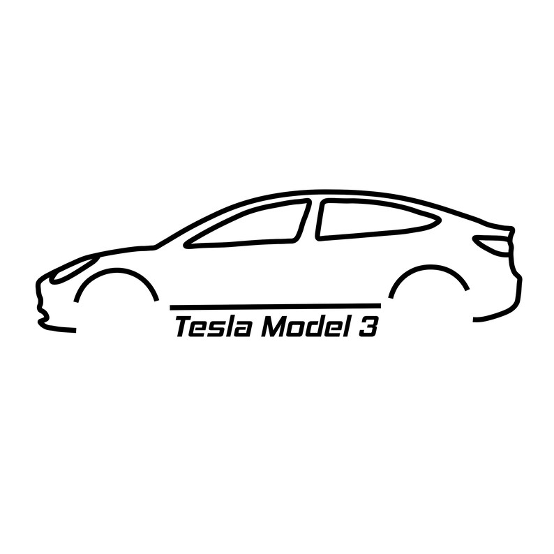Tesla Model 3 Silhouette Vinyl Decals 4, 6 & 8 Inches - Etsy
