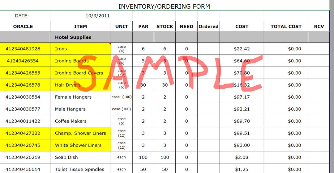 Inventory and Order Tracking Form (excel Spreadsheet) - Etsy