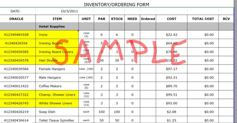 Inventory and Order Tracking Form (excel Spreadsheet) - Etsy