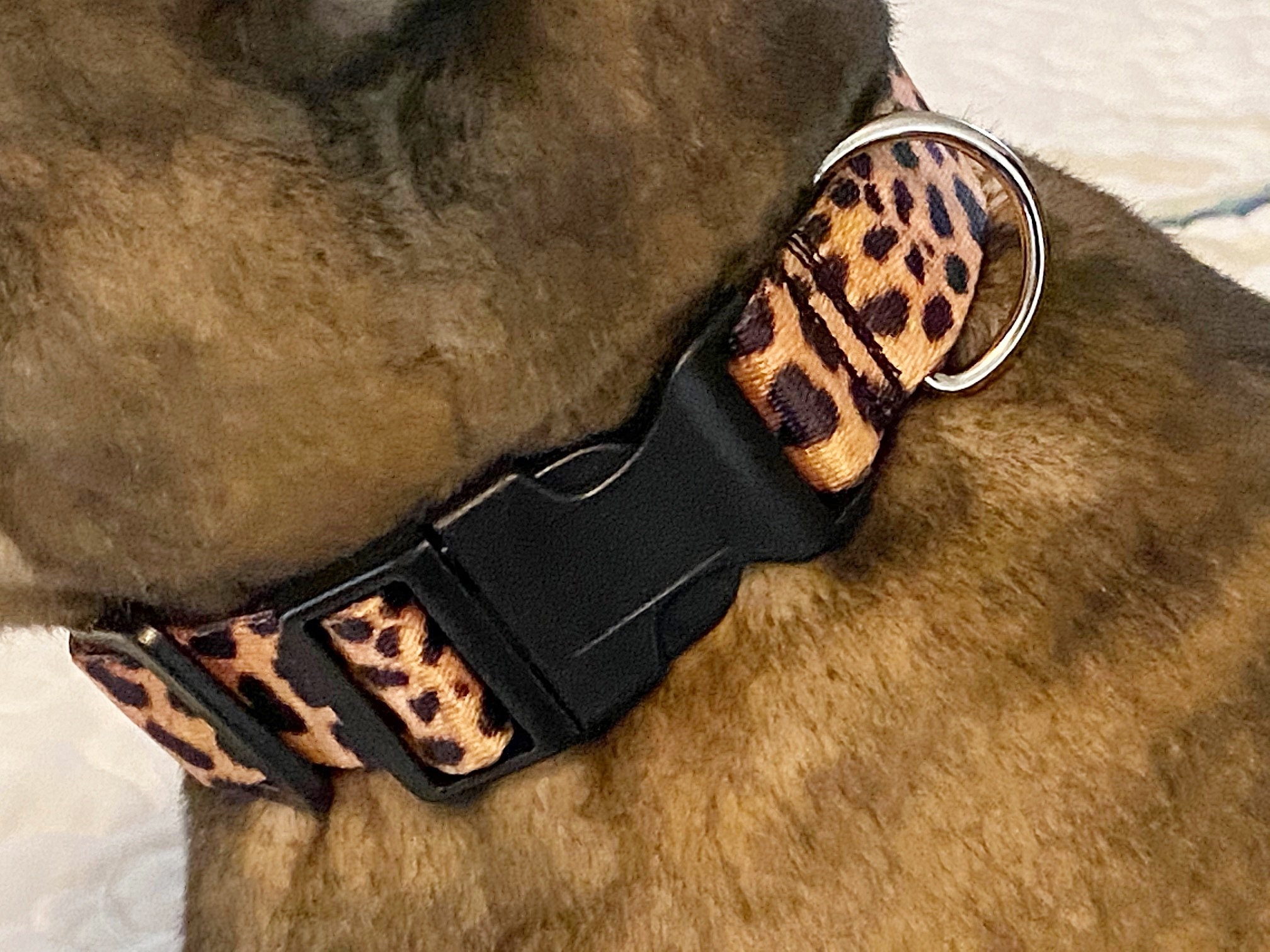 Cheetah Print Dog Collar With Black Side Release Buckle, Well Made, 1 ...
