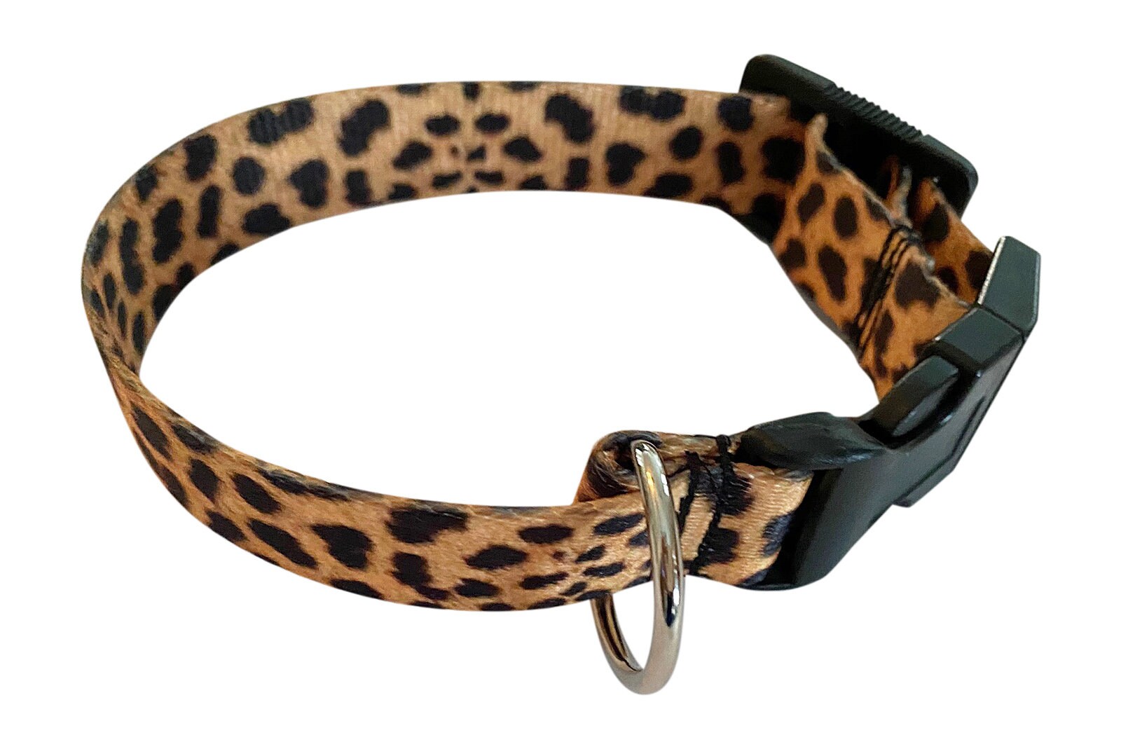 Cheetah Print Dog Collar With Black Side Release Buckle, Well Made, 1 ...