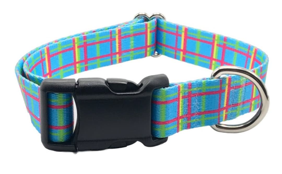 FUN SUMMER COLORS in a Bright Plaid Print Collar With Black Quick ...