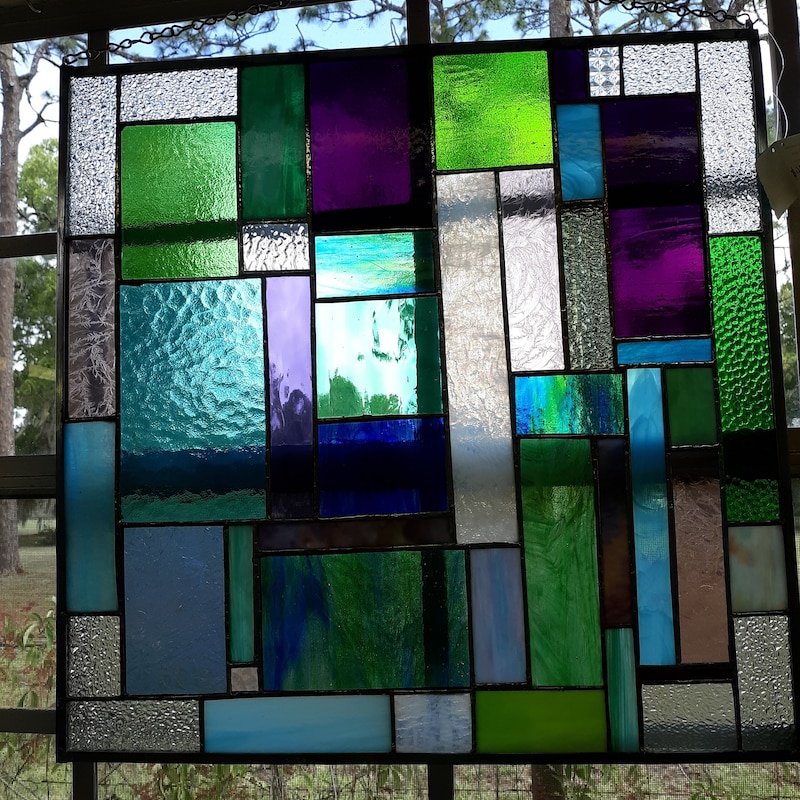 Aqua Stained Glass - Etsy