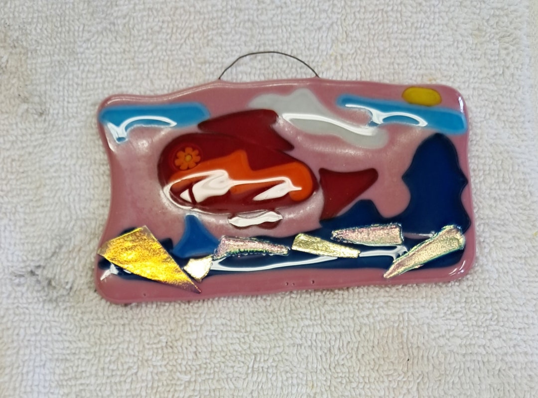 Whimsical Fused Glass Fish Suncatcher: Pink Water Art - Etsy