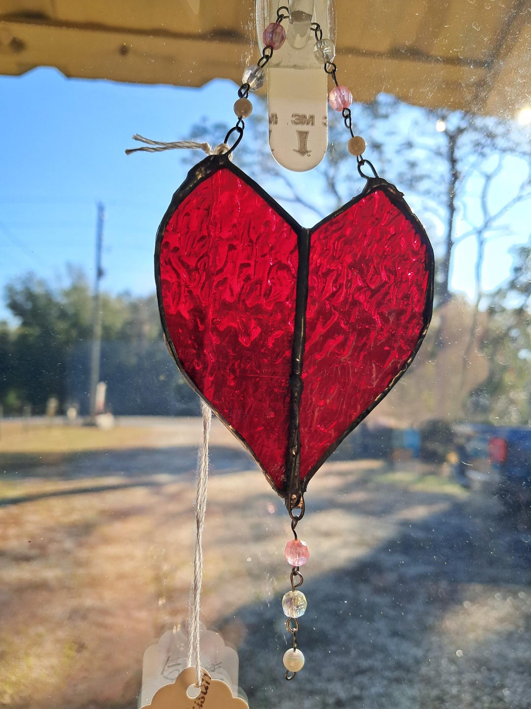 Stained Glass Heart Sun Catcher Hanging, Red Valentine's Day Gift - Etsy