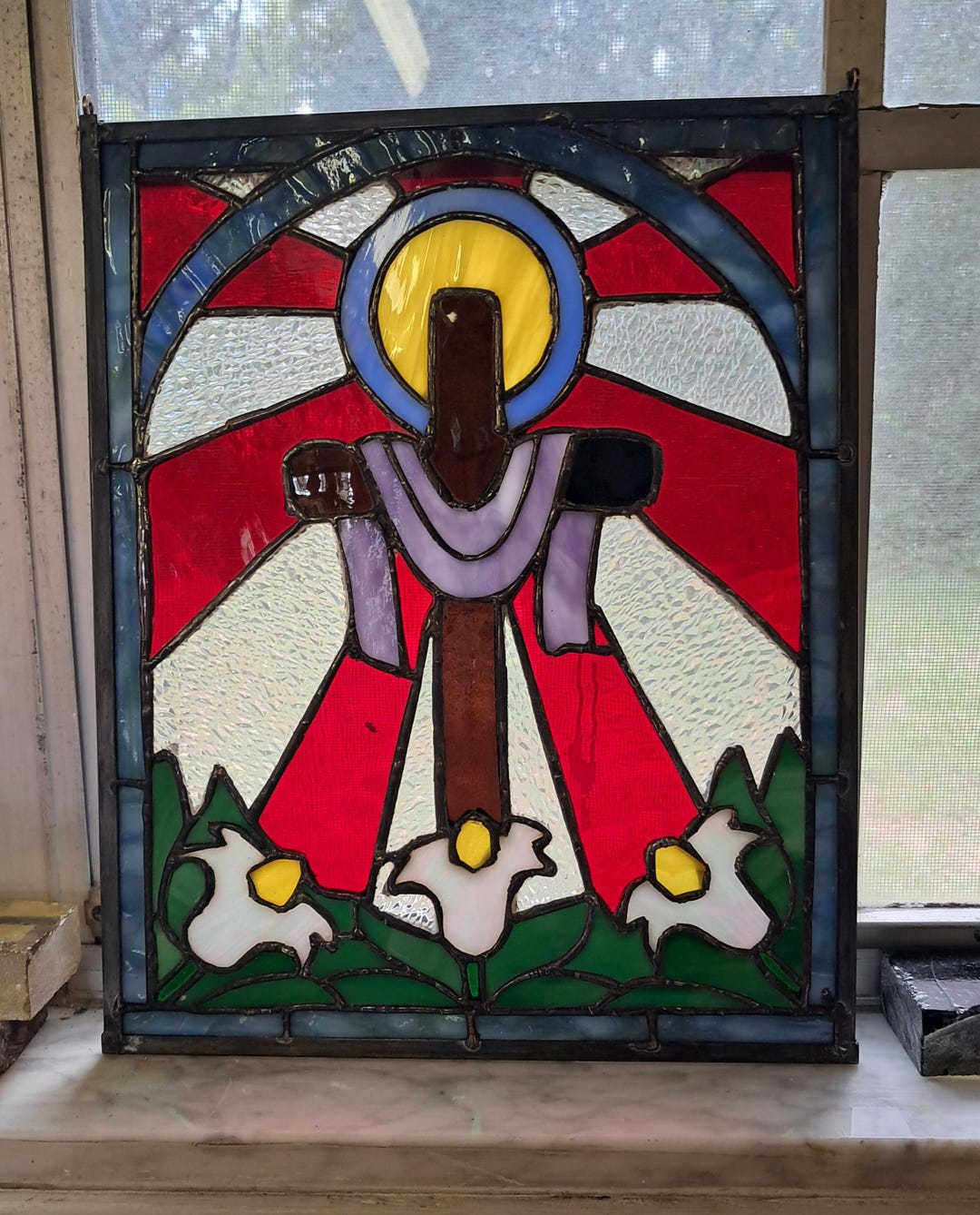 Cross in a Frame With Robe and Lilies Hanging Art. - Etsy