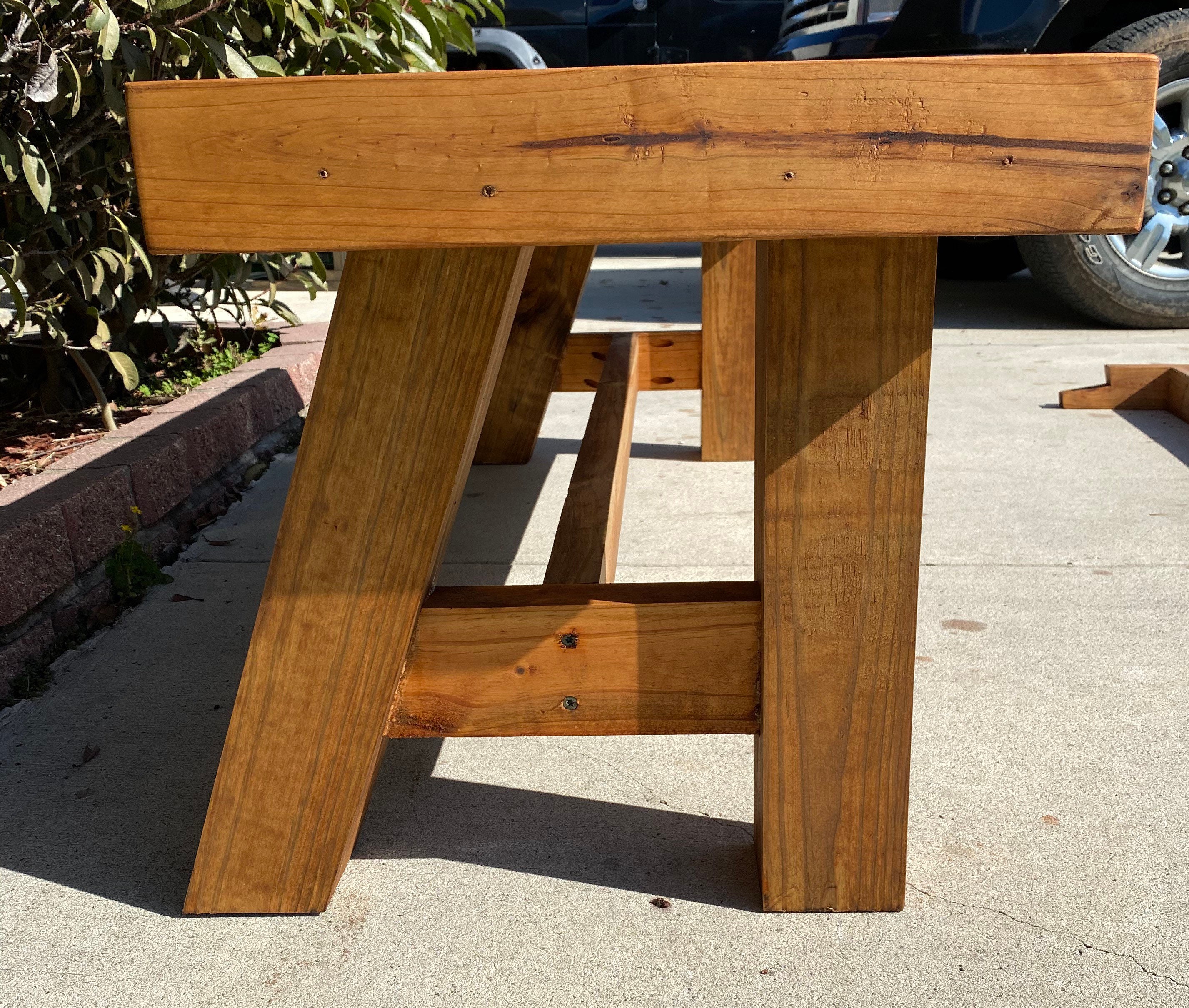 Herringbone Design Outdoor Wood Bench- Solid Wood