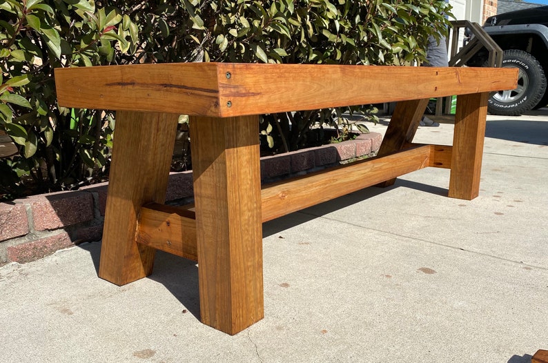Herringbone Design Outdoor Wood Bench Solid Wood - Etsy