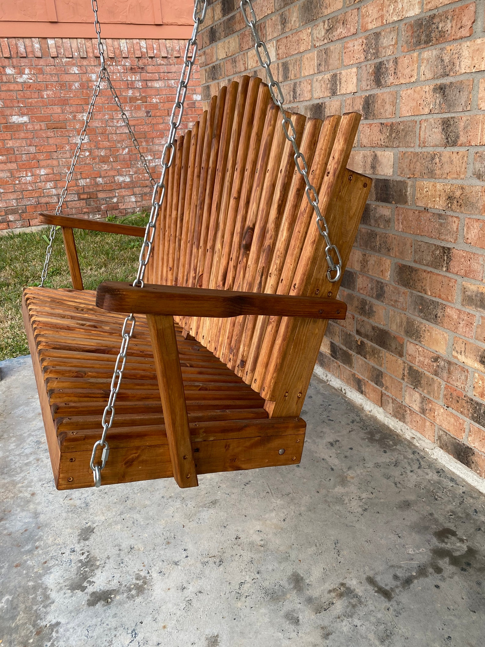 Handcrafted Outdoor Slatted Porch Swing Solid Wood - Etsy