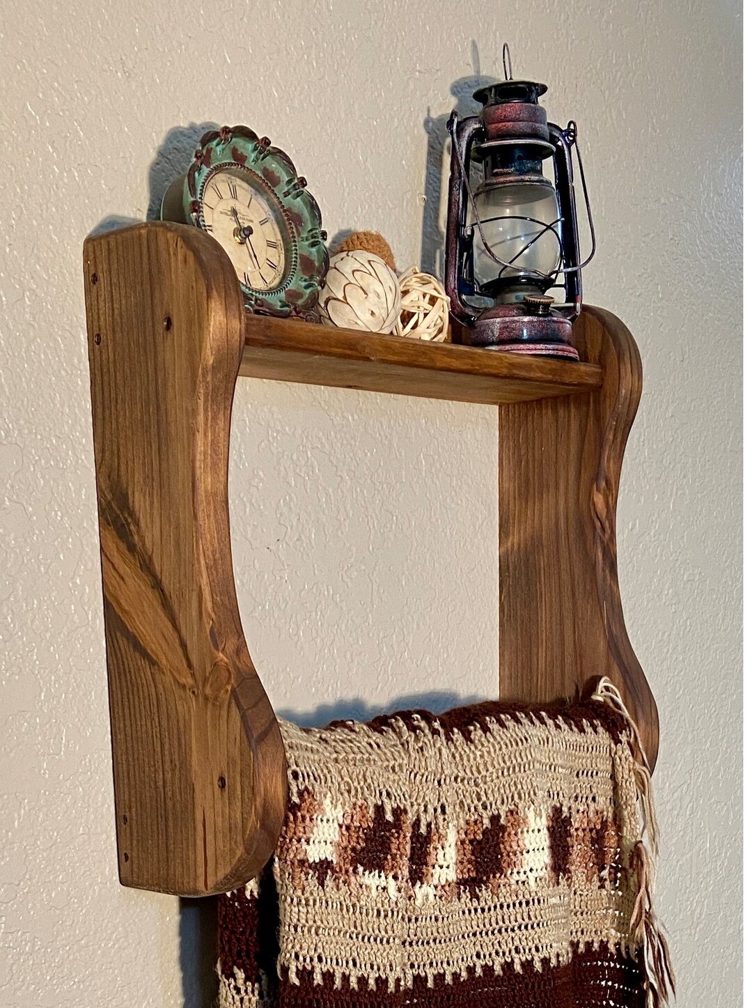 Handmade Solid Wood Wall Mounted Quilt Rack With Shelf - Etsy