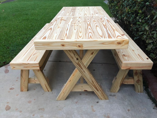 Classic Picnic Table With Separate Benches-how to Plan - Etsy Canada