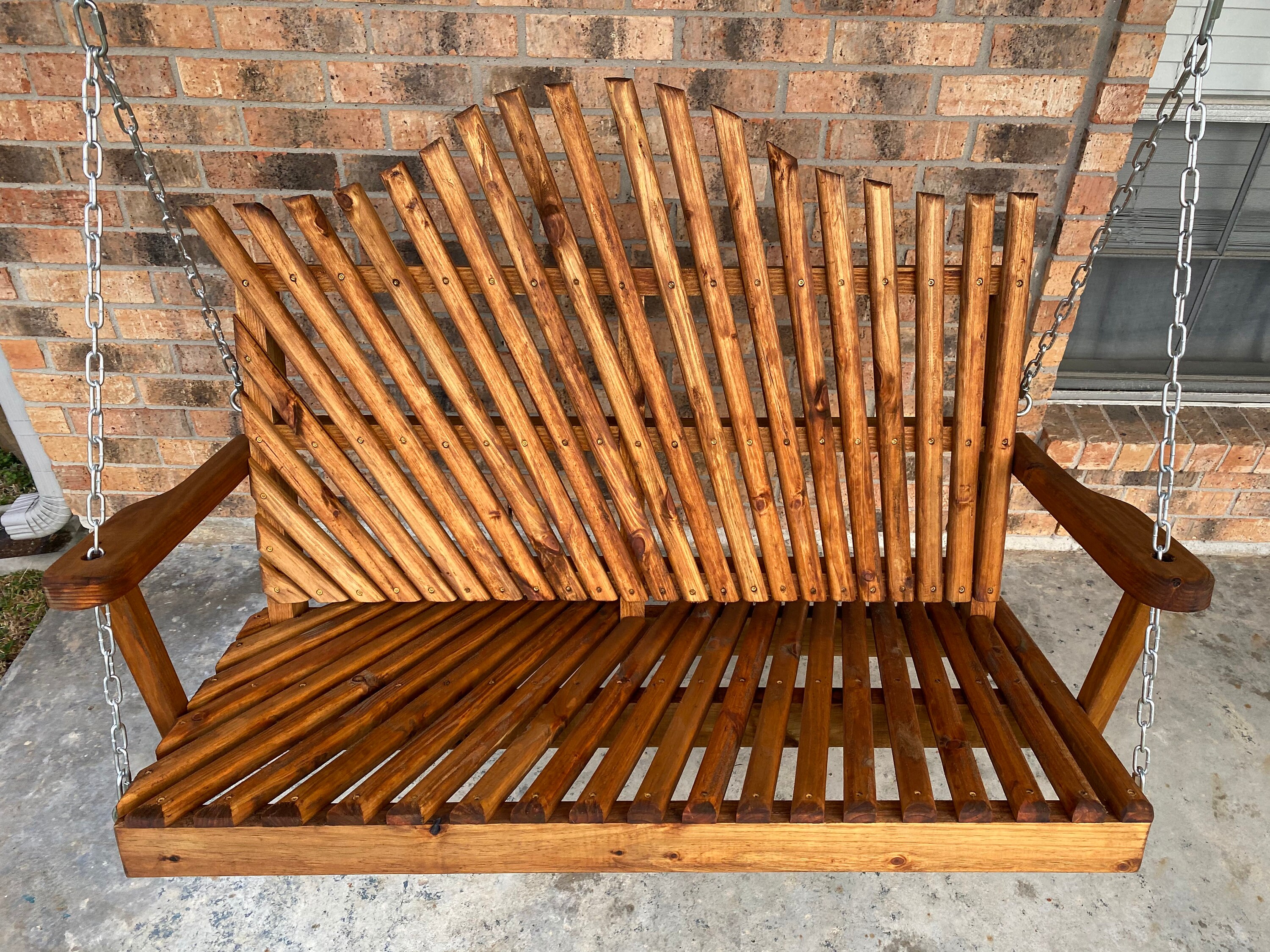 Handcrafted Outdoor Slatted Porch Swing Solid Wood | Etsy