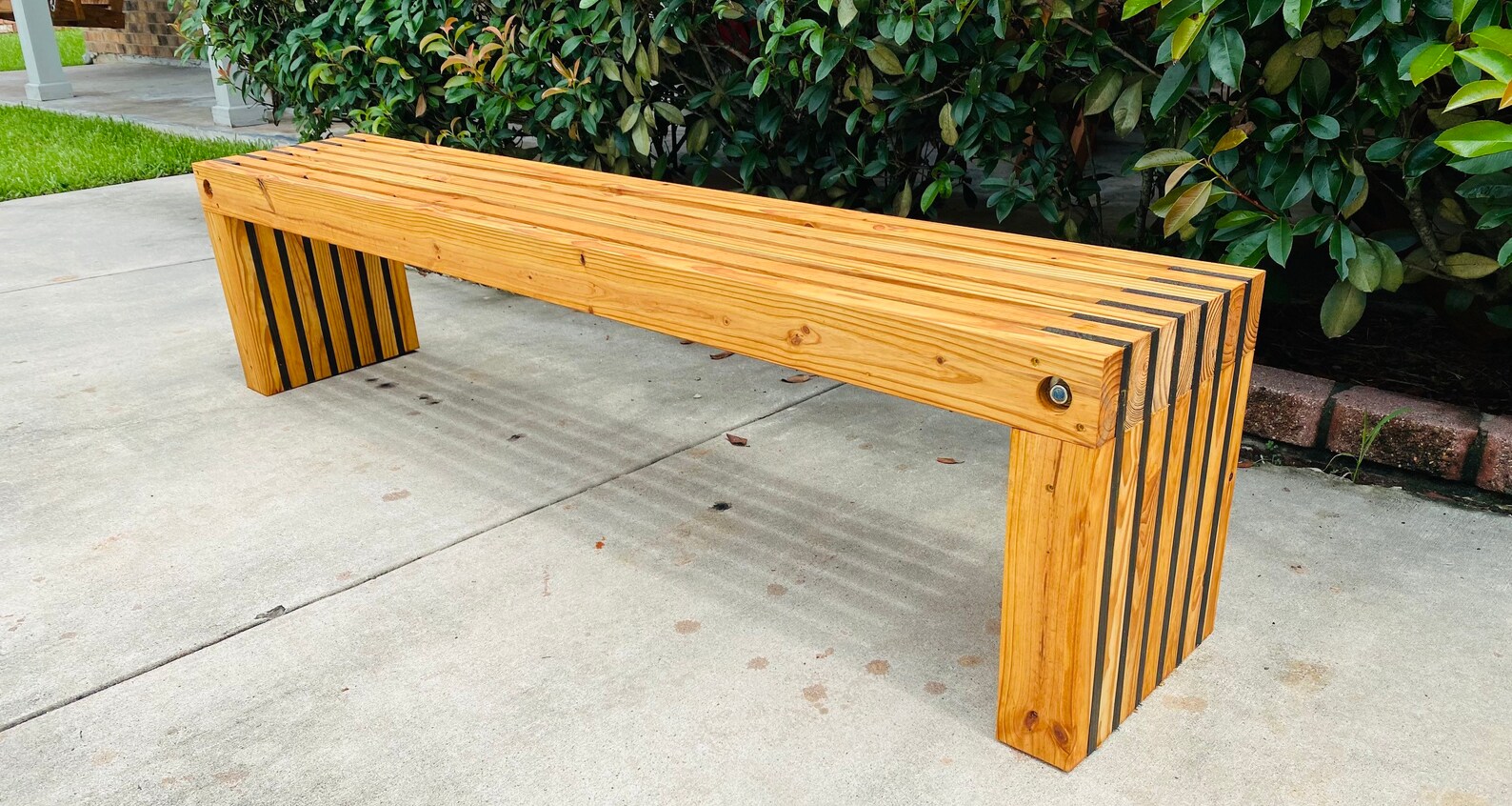 Handcrafted Outdoor Modern Slatted Wood Bench available in - Etsy