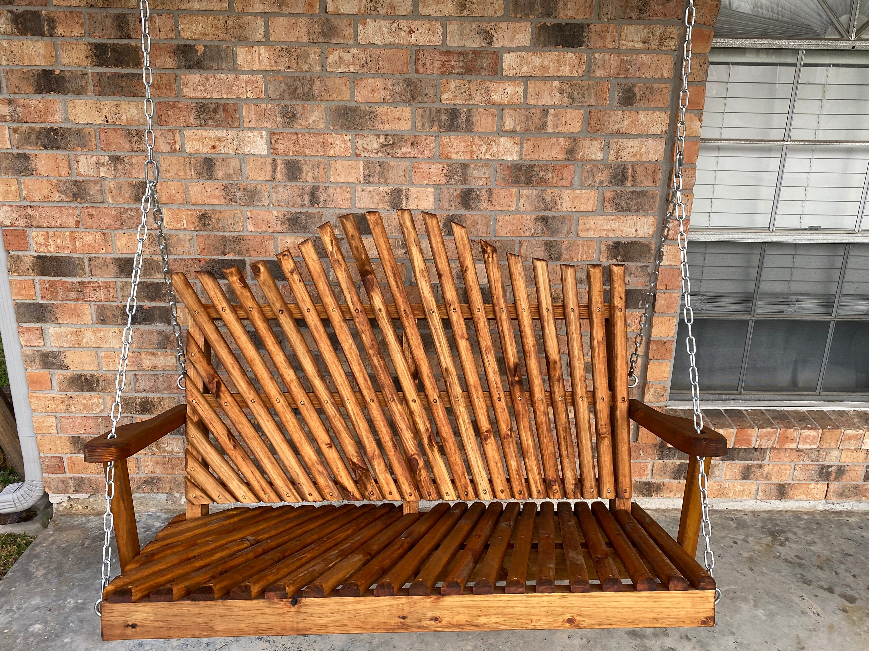 Handcrafted Outdoor Slatted Porch Swing Solid Wood | Etsy