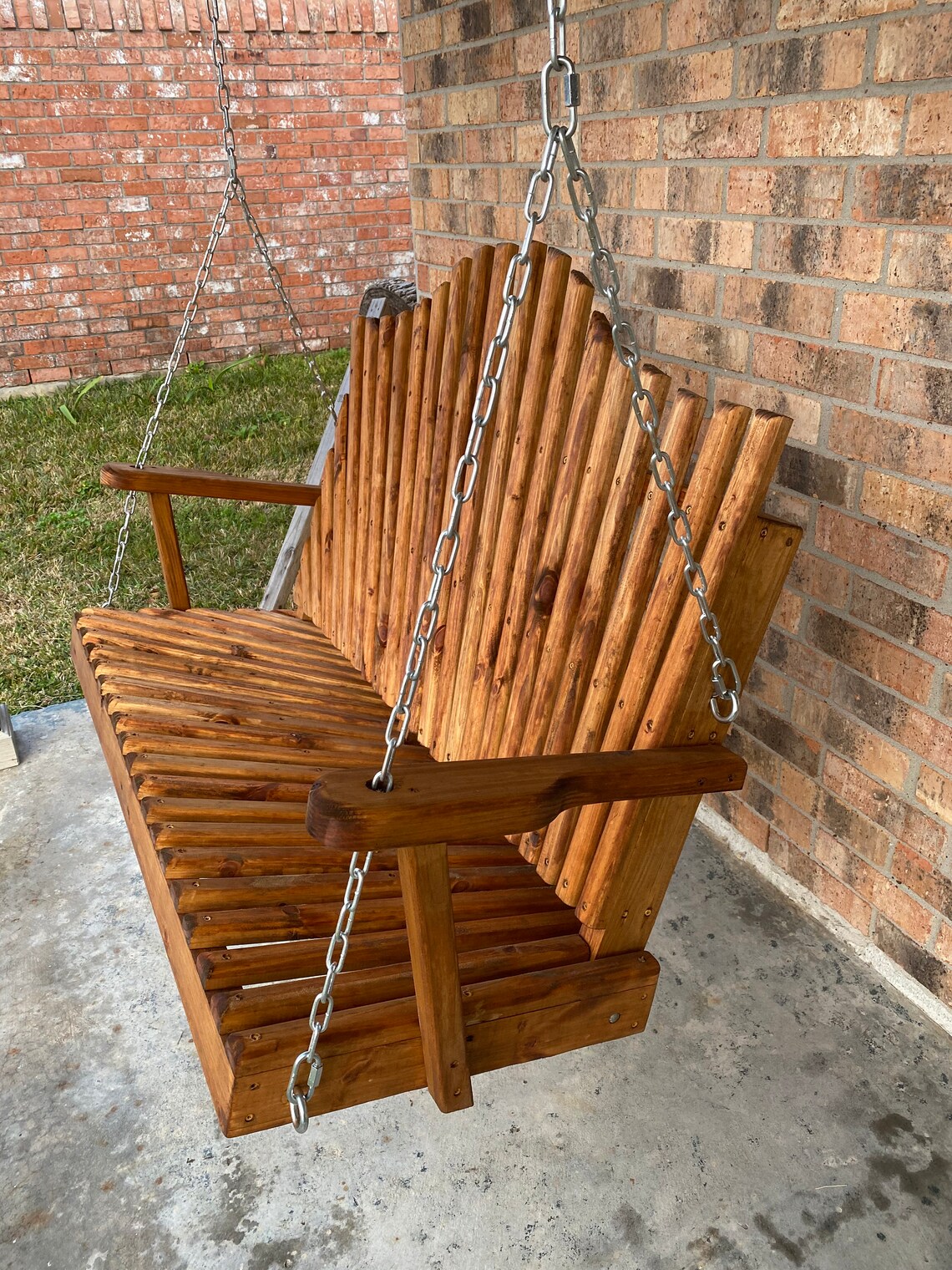Handcrafted Outdoor Slatted Porch Swing Solid Wood | Etsy