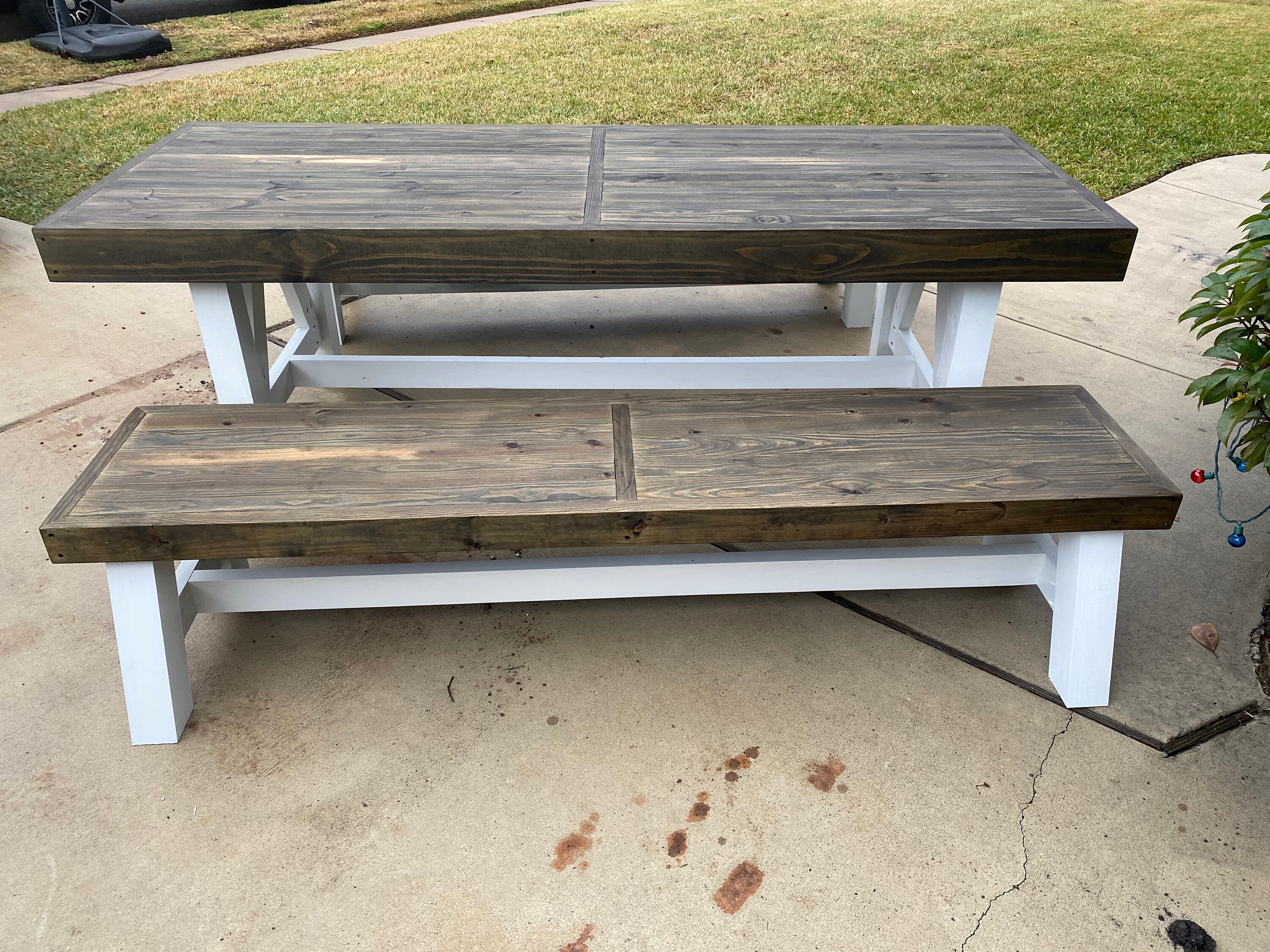 Handcrafted Outdoor Farmhouse Rustic Table Bench Set Solid | Etsy
