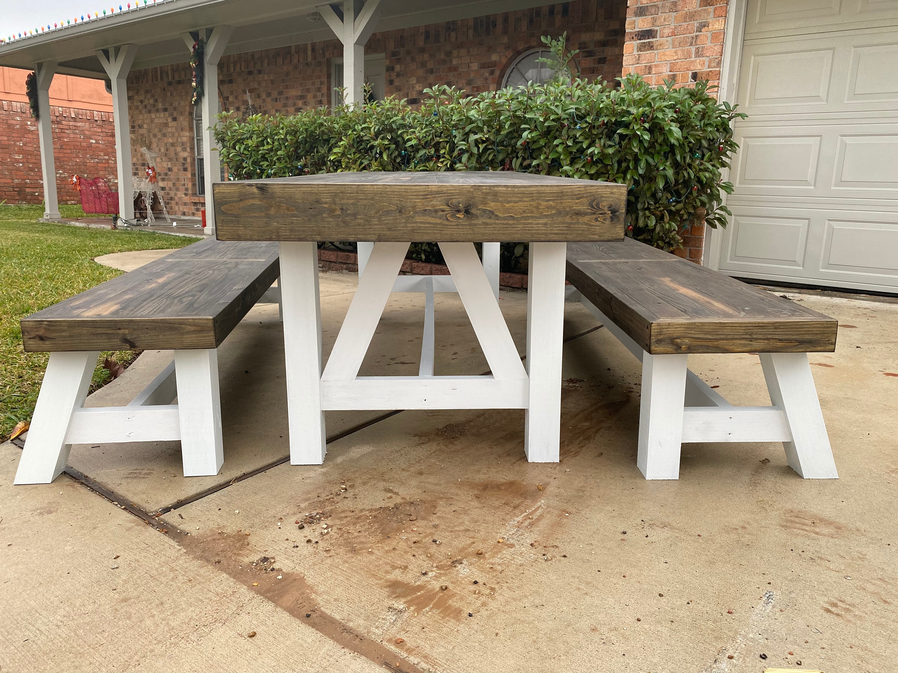 Handcrafted Outdoor Farmhouse Rustic Table Bench Set Solid | Etsy