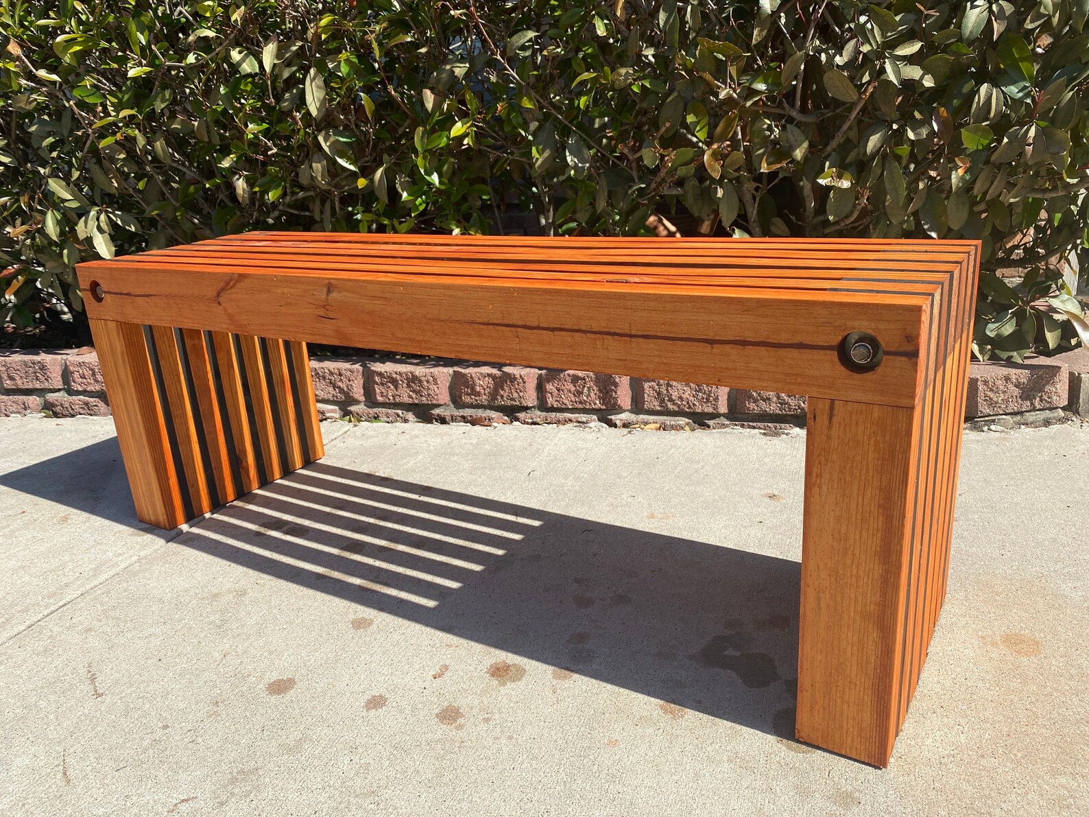Handcrafted Outdoor Modern Slatted Wood Bench available in - Etsy