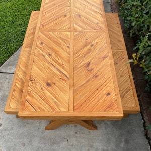 Handcrafted Herringbone Table Bench Set - Solid Wood - Etsy