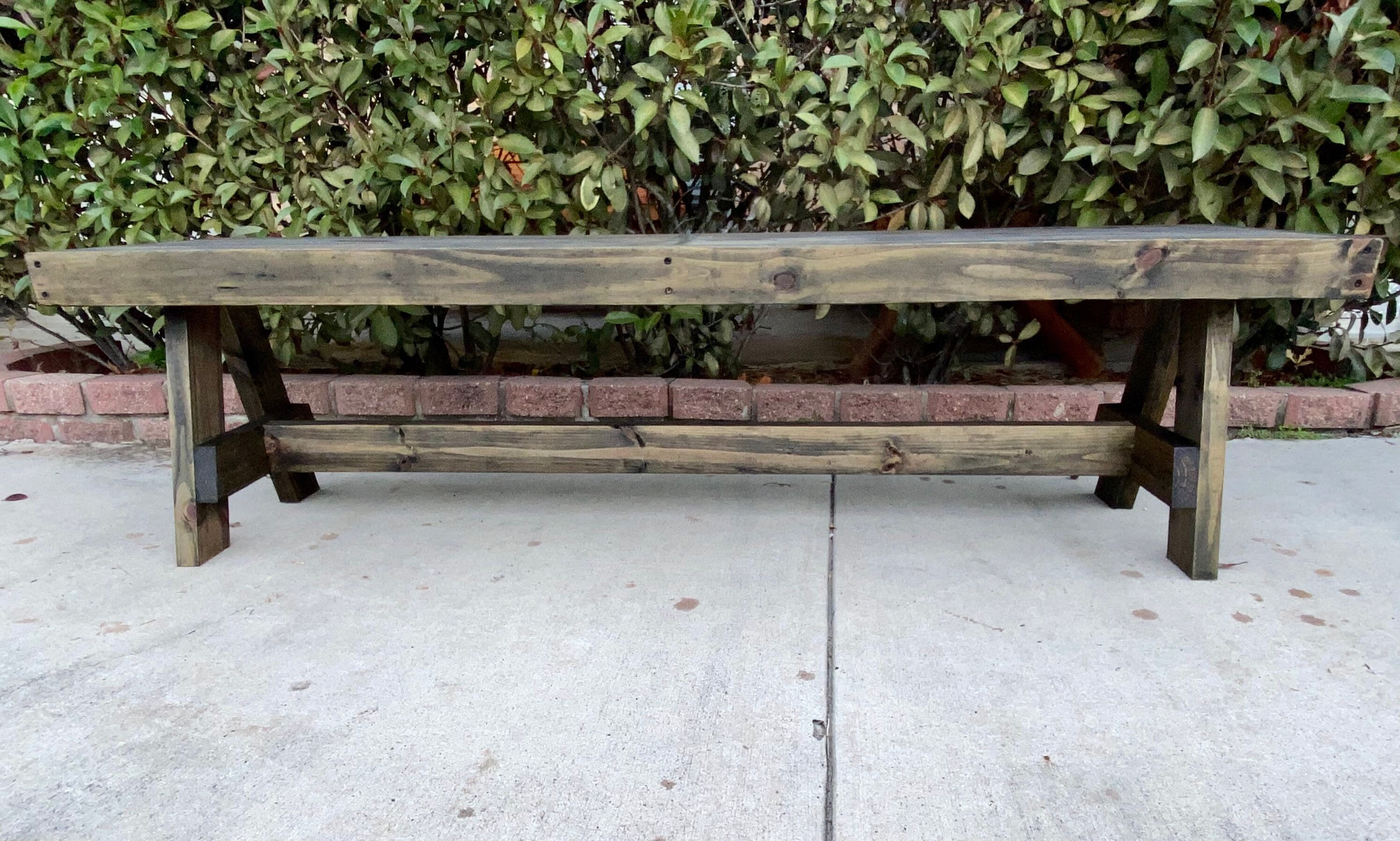 Handcrafted Outdoor Wood Bench Solid Wood | Etsy