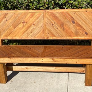 Herringbone Design Outdoor Wood Bench With Back Rest Solid Wood ...
