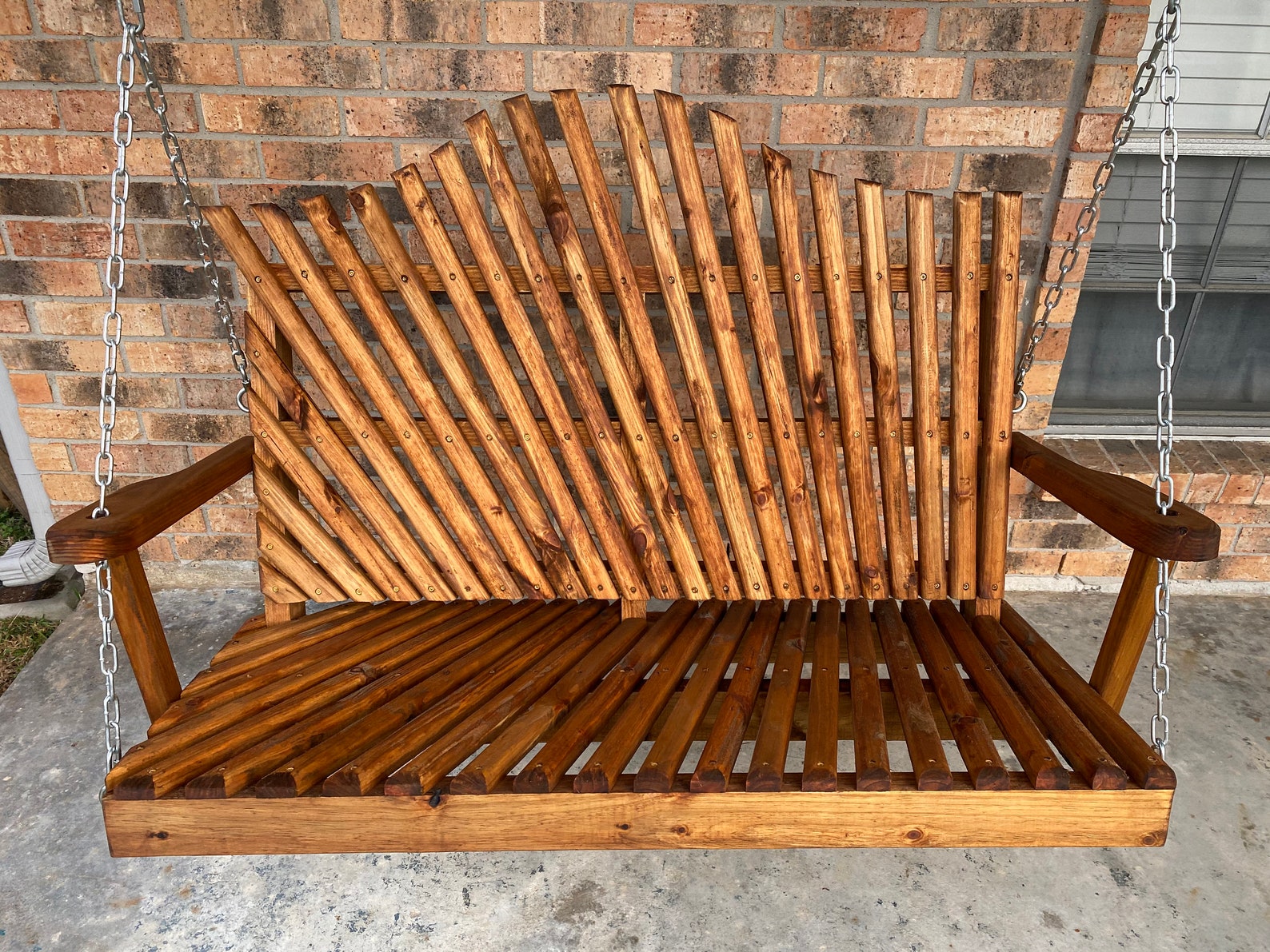 Handcrafted Outdoor Slatted Porch Swing Solid Wood - Etsy