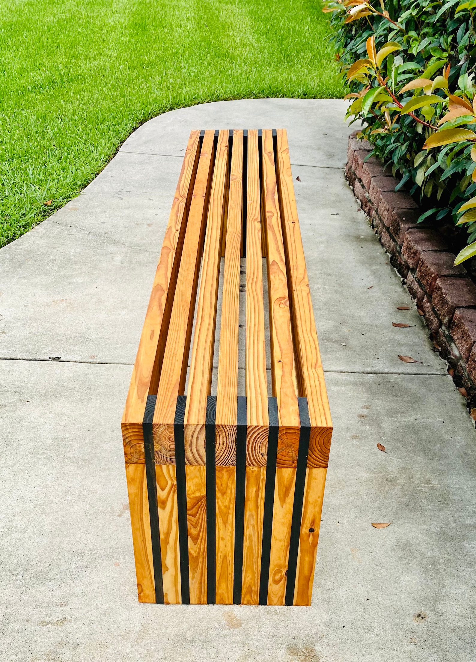 Handcrafted Outdoor Modern Slatted Wood Bench available in - Etsy