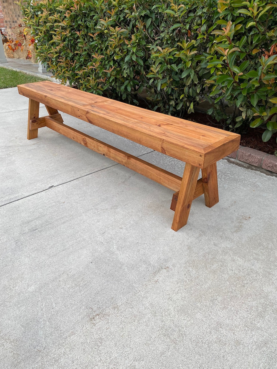 Handcrafted Outdoor Wood Bench- Solid Wood - Etsy