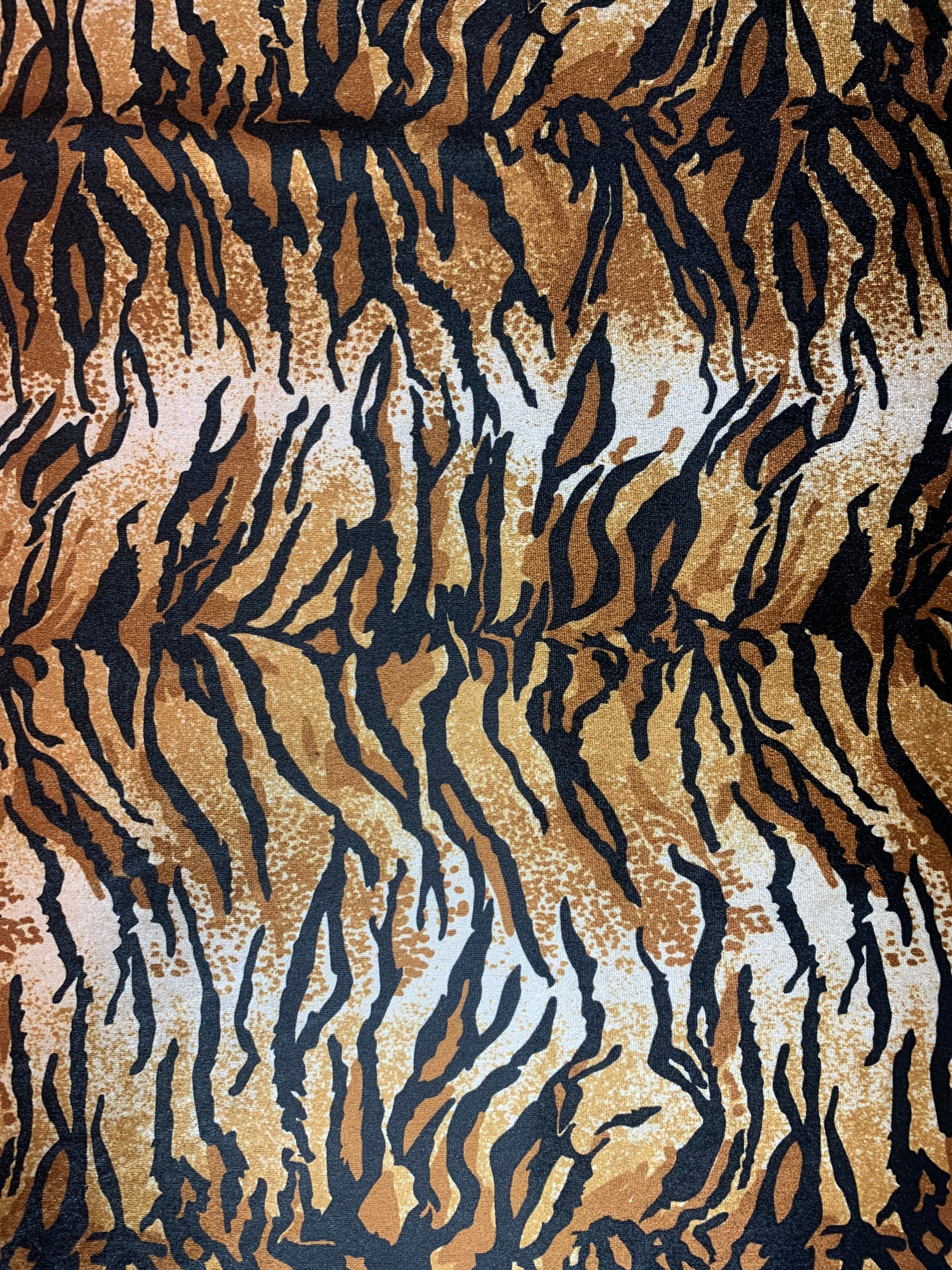 Tiger Velvet Fabric, Sold by the Yard, Tiger Design Print, Stretch ...