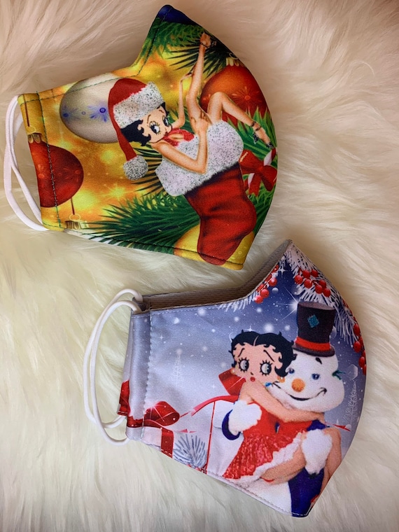 Betty Boop Face Mask Christmas edition 3 layer Face Mask | Etsy