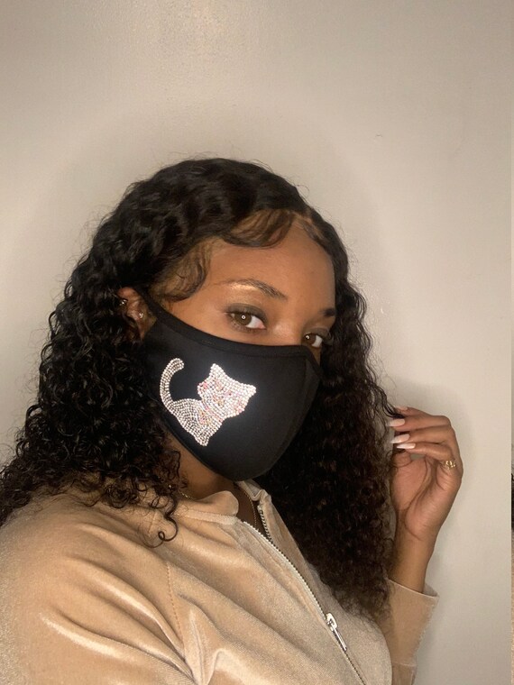 Rhinestone Embellish Face Mask Cat Lover Face Mask Cotton - Etsy